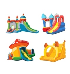 Cartoon kids playing at the bouncing house Vector Image