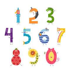 Cute cartoon number set for teaching children or Vector Image