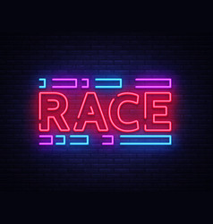 Race neon sign racing design template neon Vector Image