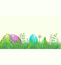 Spring grass seamless border with flowers Vector Image