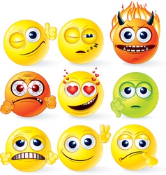 Set yellow smileys 3 Royalty Free Vector Image