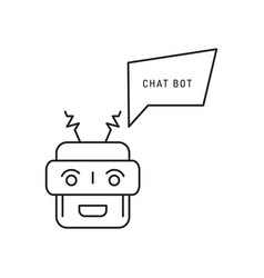 Chat bot icon outline robot sign in blue circle Vector Image