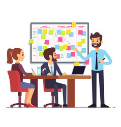 Students team work on tasks process schedule in Vector Image