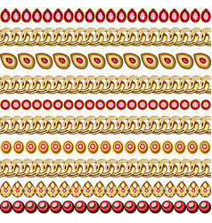 Jewelry seamless pattern with gems and gold chains