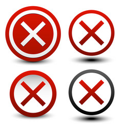 Red cross symbol icon as delete remove Royalty Free Vector