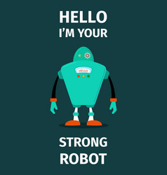 Cartoon strong robot and colorful Royalty Free Vector Image
