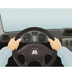 Woman in driving school training car Royalty Free Vector