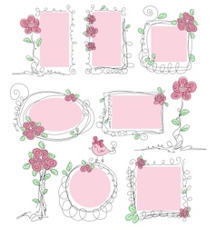 Floral girls doodle frames in hand drawn style Vector Image
