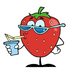 Strawberry cartoon character juice drink Vector Image