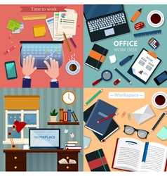 Modern office workplace poster design Royalty Free Vector