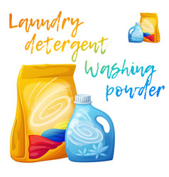 Washing powder bags realistic mockup set Vector Image