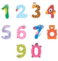 Numbers like sea inhabitants Royalty Free Vector Image