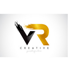 Vr letter design with brush stroke and modern 3d Vector Image