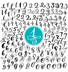 Hand drawn set of calligraphic ink numbers Vector Image