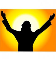 Simon cyrene helps jesus carry his cross Vector Image