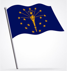 Indiana in state flag flying waving on flagpole Vector Image