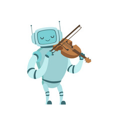 Cute robot musician playing banjo musical Vector Image