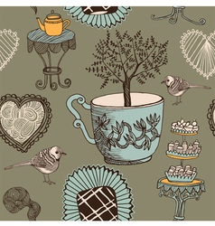 Vintage tea party pattern Royalty Free Vector Image