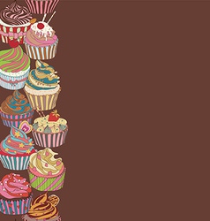 Cupcake border pattern Royalty Free Vector Image