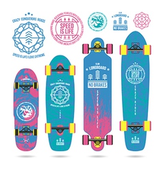 Longboard surfing retro emblem Royalty Free Vector Image