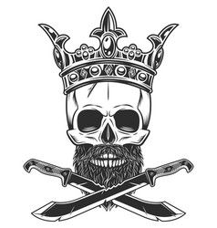 Gangster king royal crown with crossed knife Vector Image