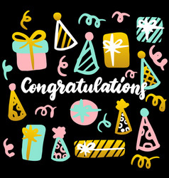 Congratulations design with ribbon and confetti Vector Image
