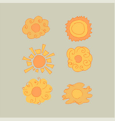 Sun hand draw icon set Royalty Free Vector Image