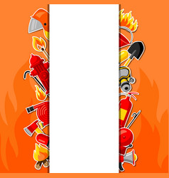 Badge with firefighting items fire protection Vector Image