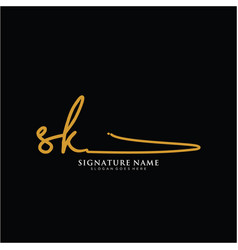 Letter sk signature logo template Royalty Free Vector Image