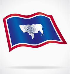 Wyoming wy state flag flying waving Royalty Free Vector