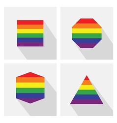 Happy pride month rainbow flags icons emblems set Vector Image