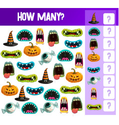 Halloween counting game template kids education Vector Image