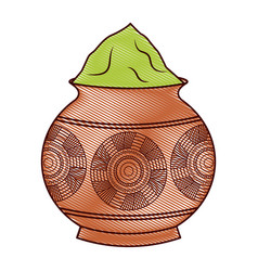 Happy holi poster mud pot color filled yellow Vector Image