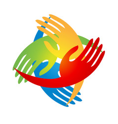 Teamwork group people working together logo Vector Image