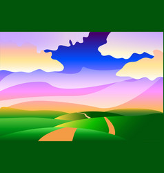 Cartoon stylized idyllic peaceful summer landscape