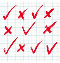 Red painted ticks Royalty Free Vector Image - VectorStock