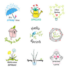 Labels with hand written phrases about spring Vector Image