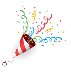 Party popper with confetti Royalty Free Vector Image