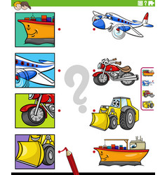 Match vehicles and clippings educational activity Vector Image