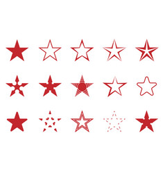 Red star symbol with realistic shadow and pointed Vector Image