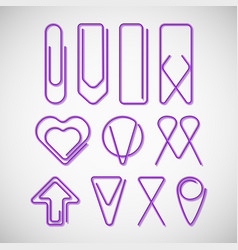 Different type paper clips collection Royalty Free Vector