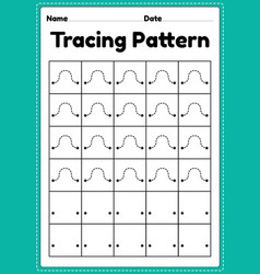 Tracing pattern right curve lines worksheet Vector Image