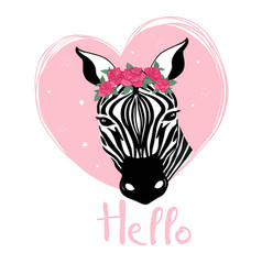 Cute zebra i love you forever card Royalty Free Vector Image