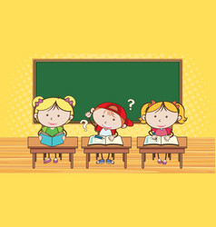 Frame design with board and kids in classroom Vector Image