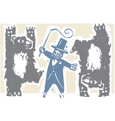 Ringmaster and bears Royalty Free Vector Image