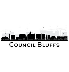 Council bluffs skyline black and white silhouette Vector Image