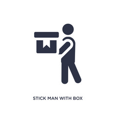 Stick man with box icon on white background Vector Image