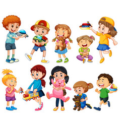 Group young children cartoon character on Vector Image