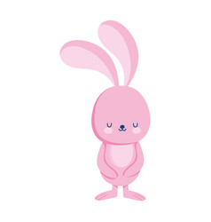 Cute pink rabbit cartoon character icon Royalty Free Vector