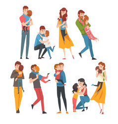 Set people family characters are hugging Vector Image